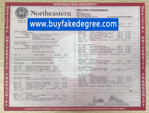 Northeastern University Transcript Sample Fake Transcript of ...